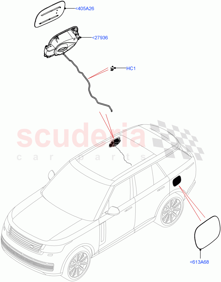 Fuel Tank Filler Door And Controls parts for Land Rover Range Rover ...