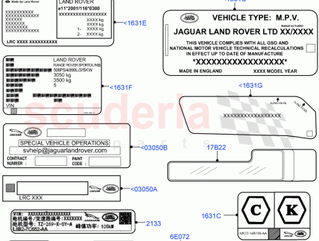 LR160047 Range Rover Velar LABEL - VEHICLE IDENTIFICATION